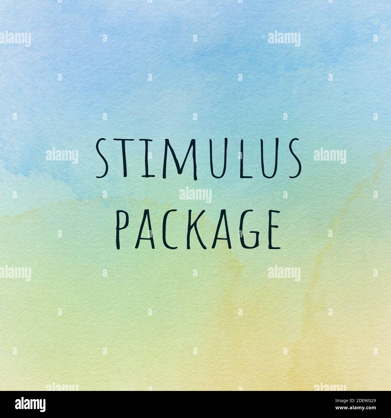 stimulus package concept words on watercolor texture background Stock ...