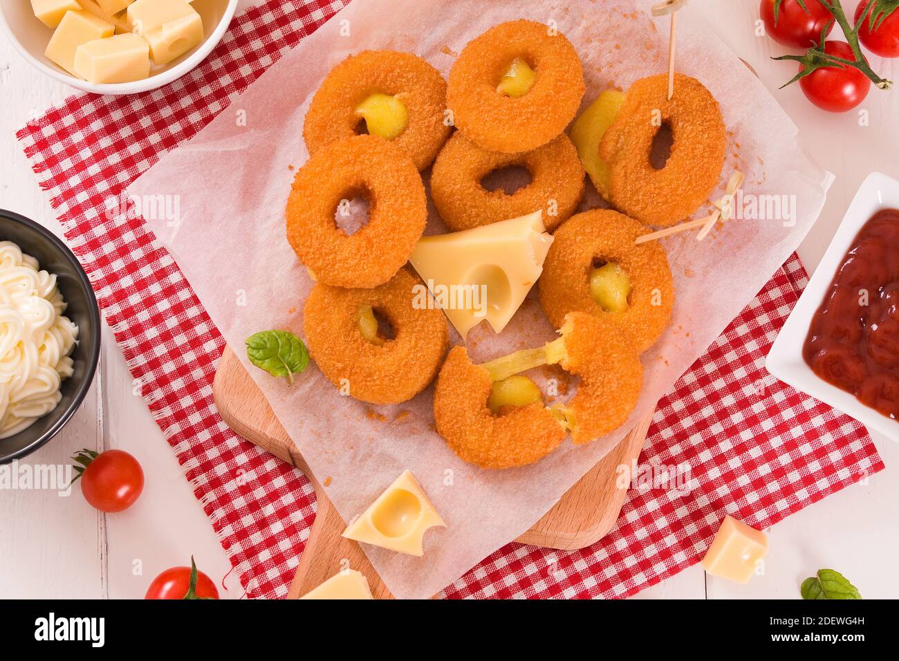 Fried cheese ring Stock Photo - Alamy