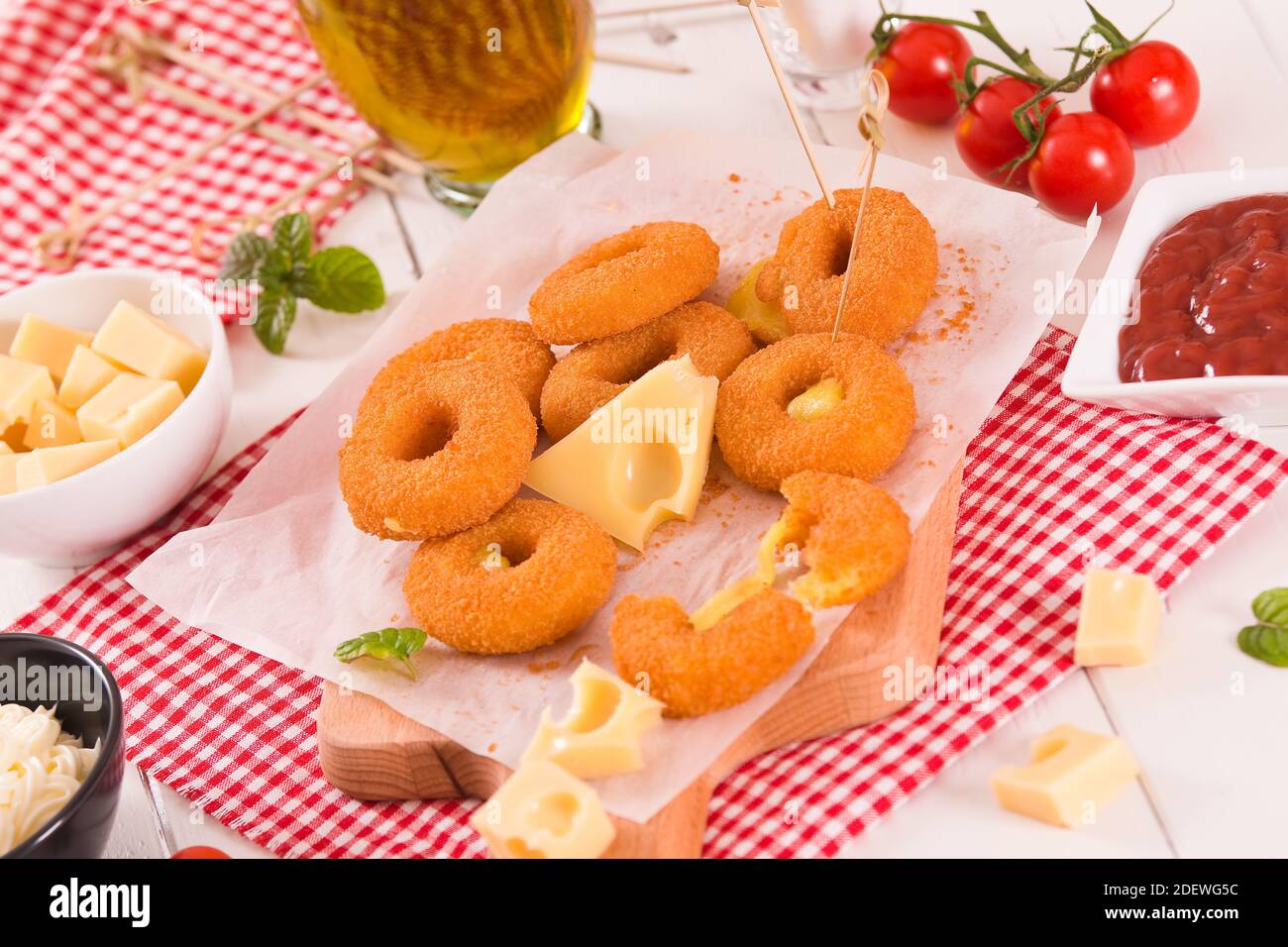 Fried cheese ring Stock Photo - Alamy