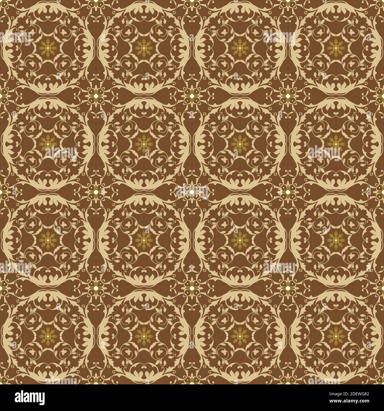 Cute circle motifs design on fabric Solo batik with smooth mocca color ...