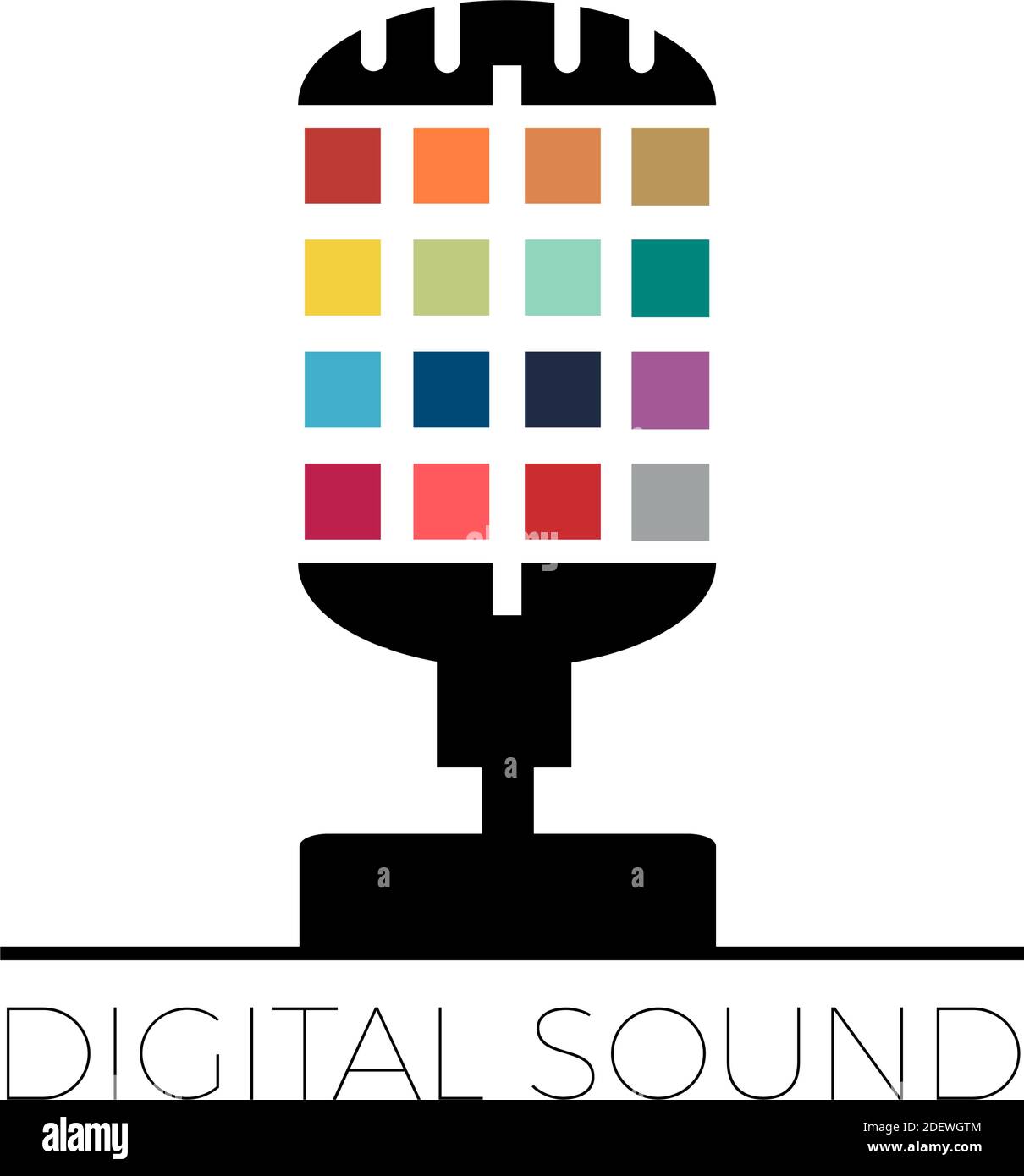 Vector sign abstract microphone, digital sound Stock Vector Image & Art ...