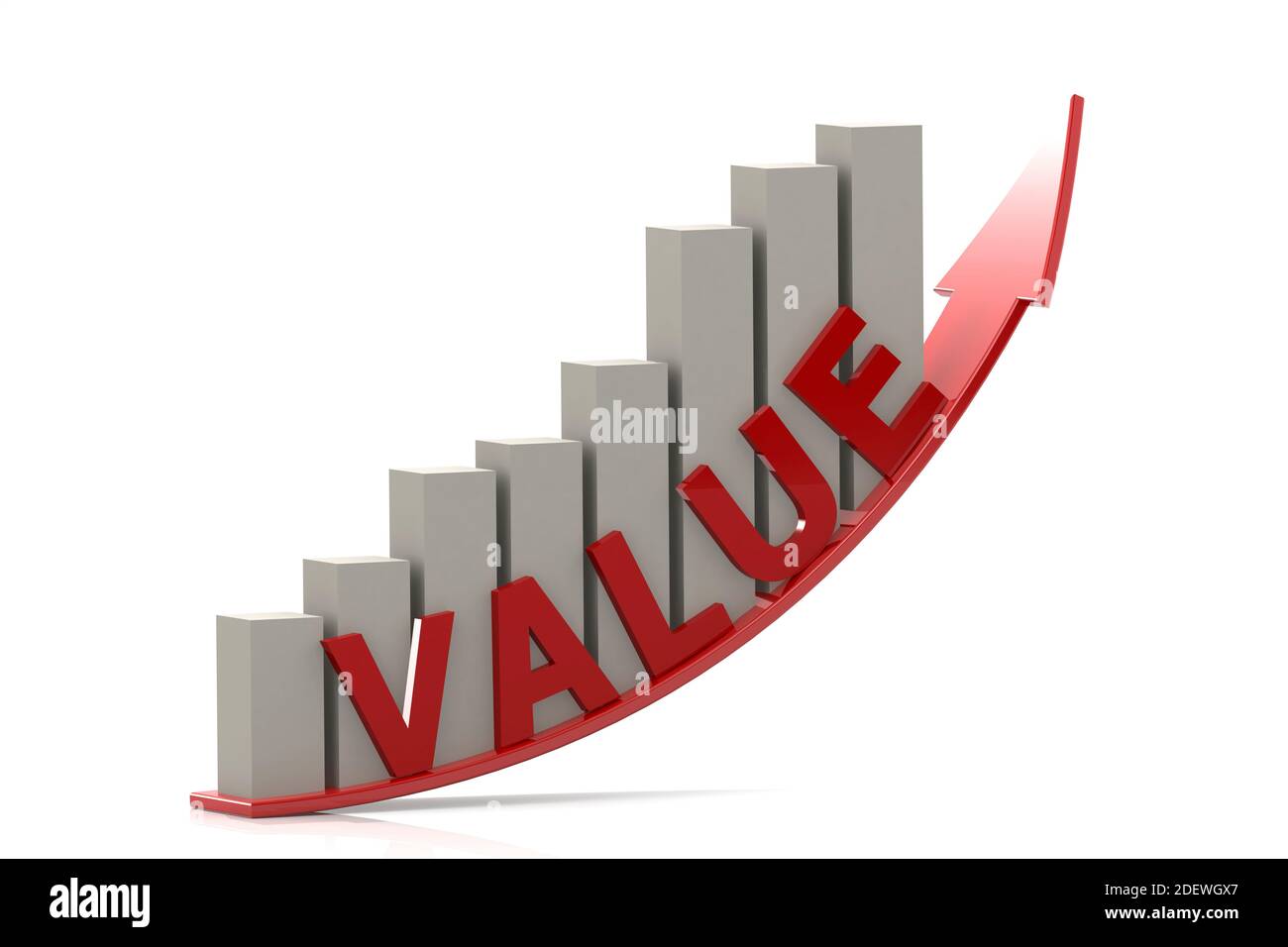 Bar chart with value word and growing up arrow, 3d rendering Stock ...