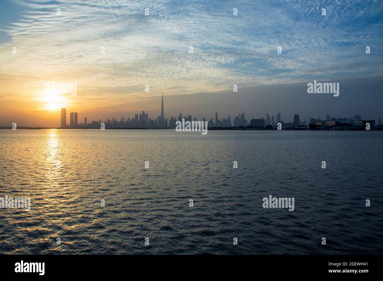 Dramatic sunset over a Dubai city. UAE Stock Photo - Alamy