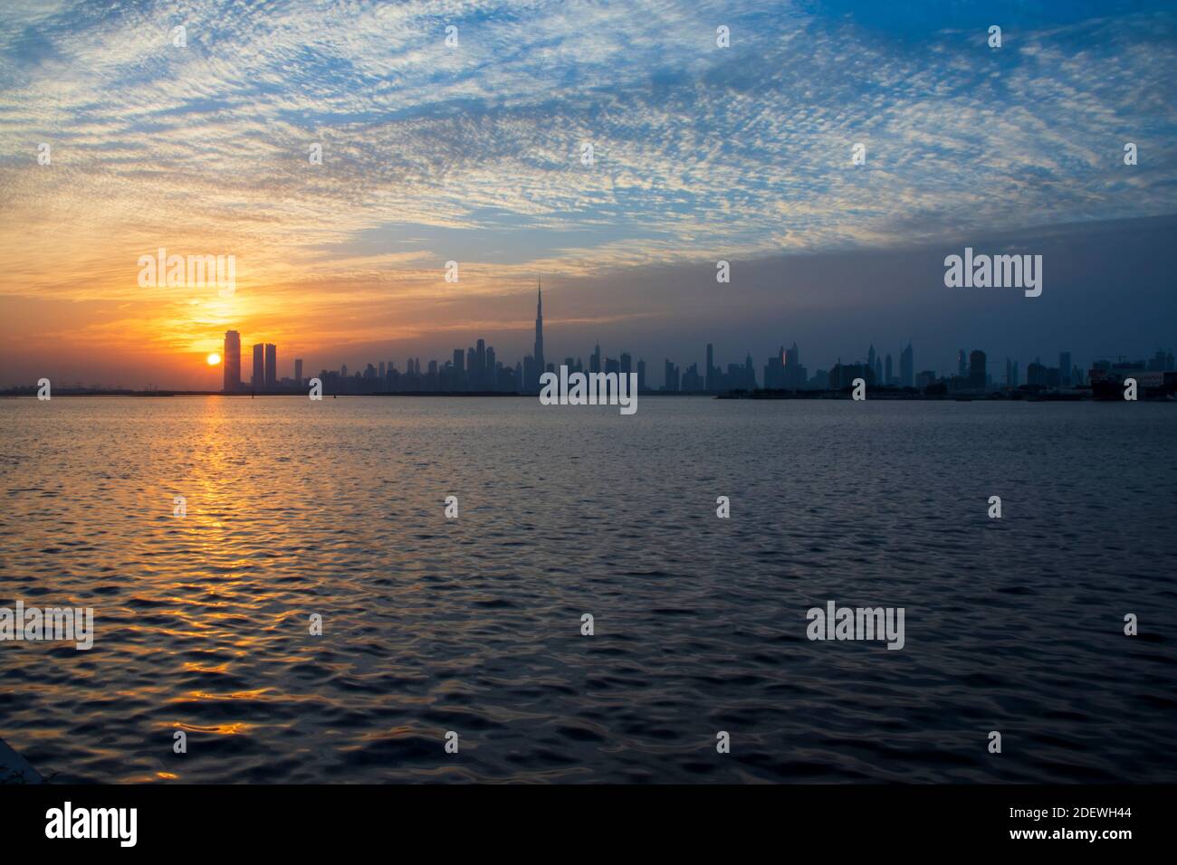 Dramatic sunset over a Dubai city. UAE Stock Photo - Alamy