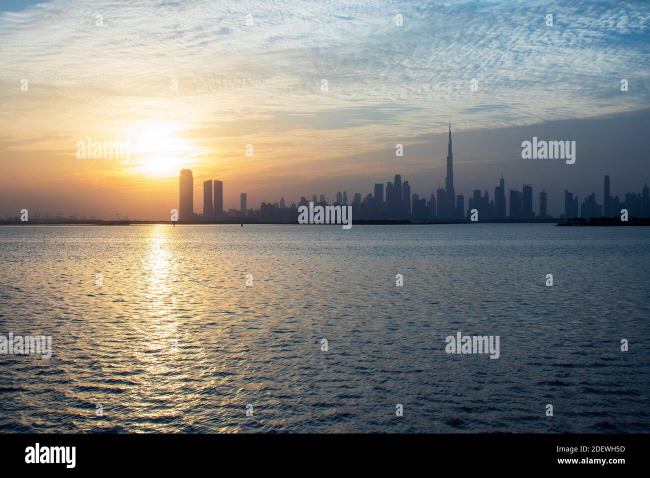 Dramatic sunset over a Dubai city. UAE Stock Photo - Alamy