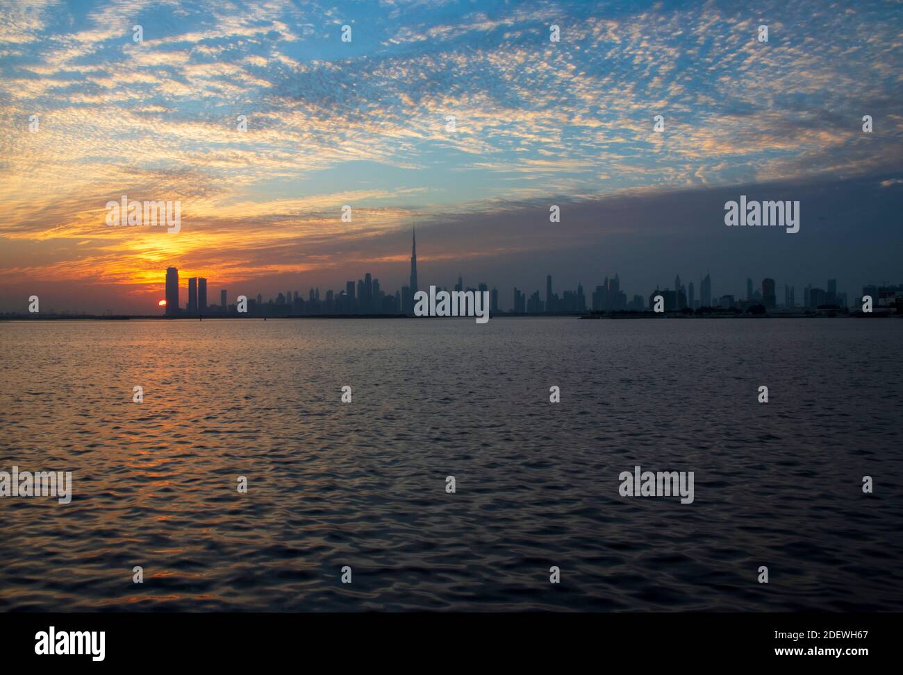 Dramatic sunset over a Dubai city. UAE Stock Photo - Alamy