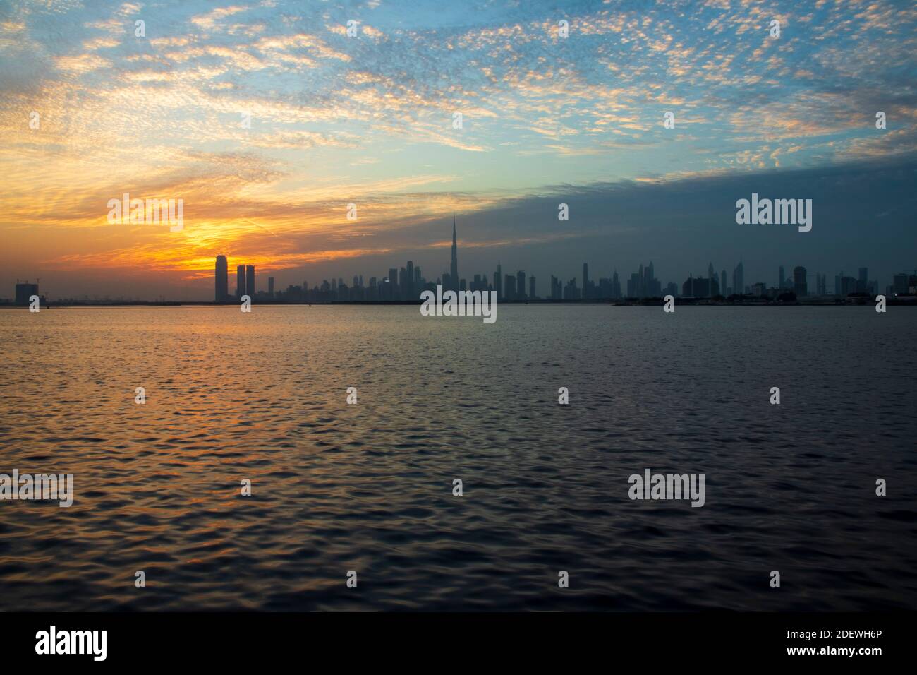 Dramatic sunset over a Dubai city. UAE Stock Photo - Alamy