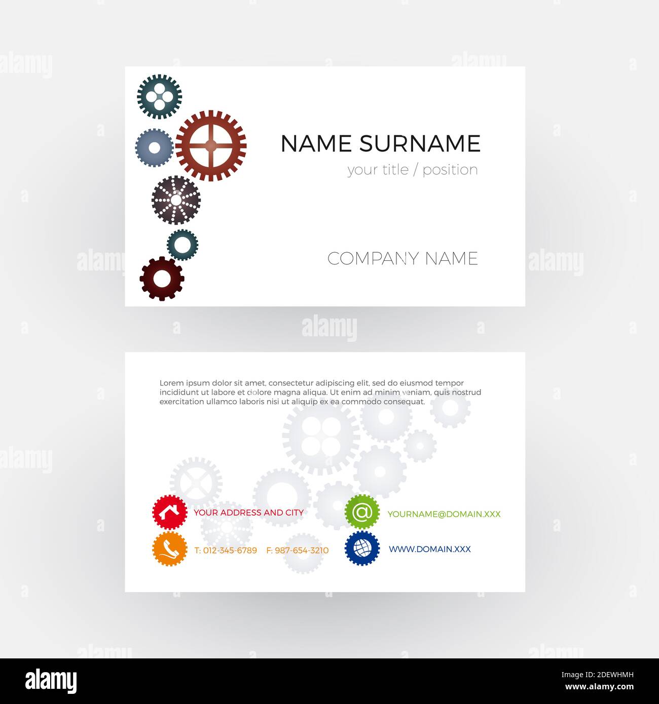 Vector Abstract gears, concept of engineering. Business card Stock ...