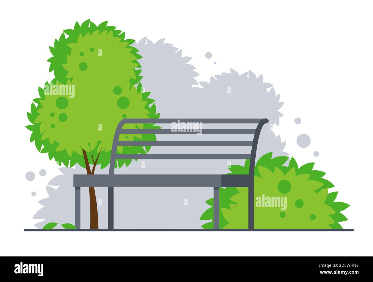 Bench in summer city park. Vector illustration isolated on white ...