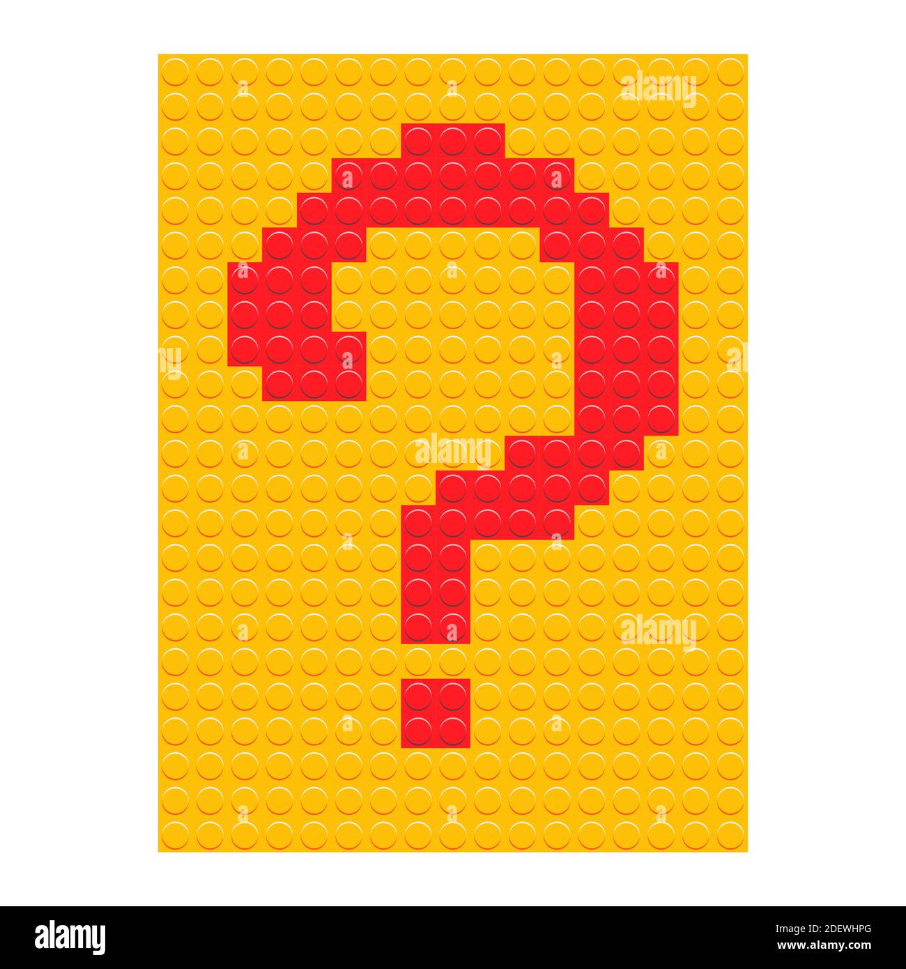 Red question mark made from brick blocks of the constructor on an ...