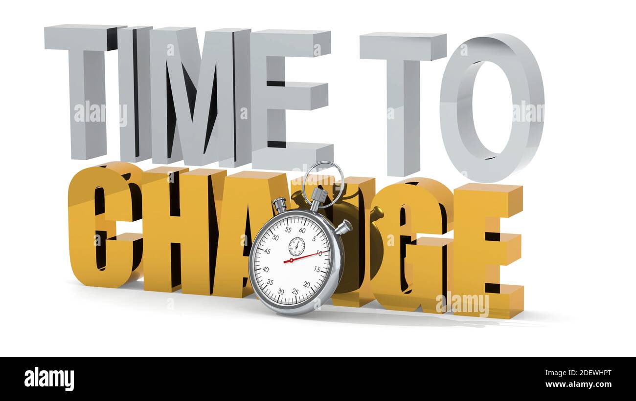 Time to change word with stopwatch, 3D rendering Stock Photo - Alamy