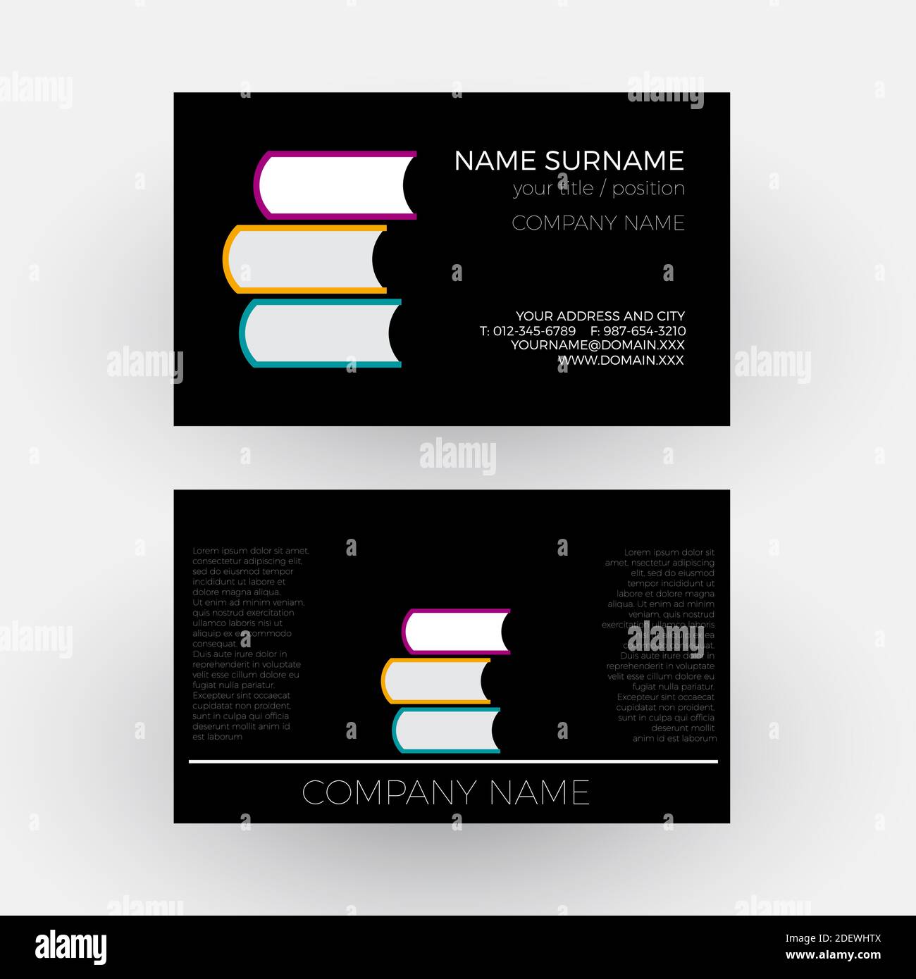 Vector Abstract book, concept of writer and bookstore. Business card ...