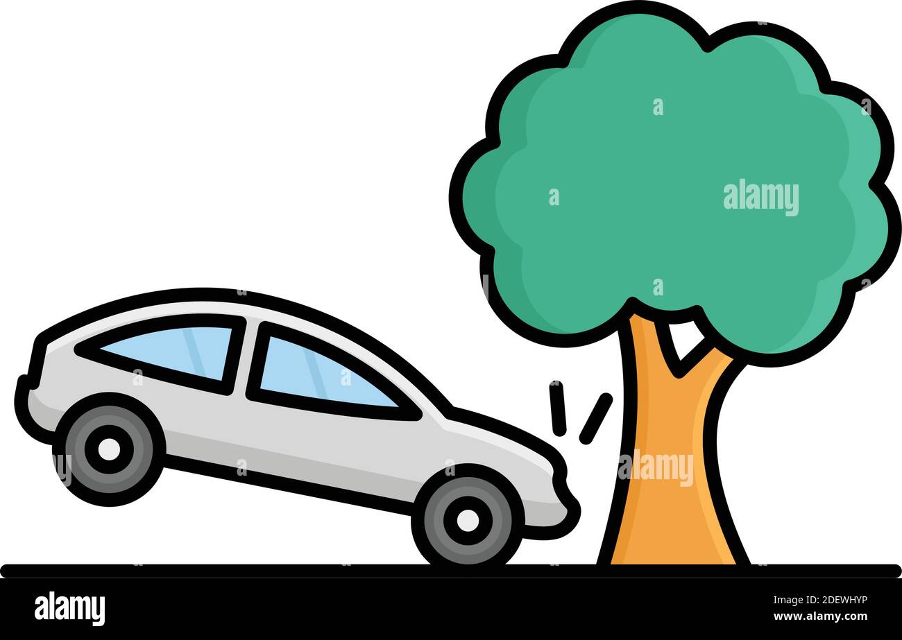 Car collision with tree Isolated Vector icon that can be easily ...