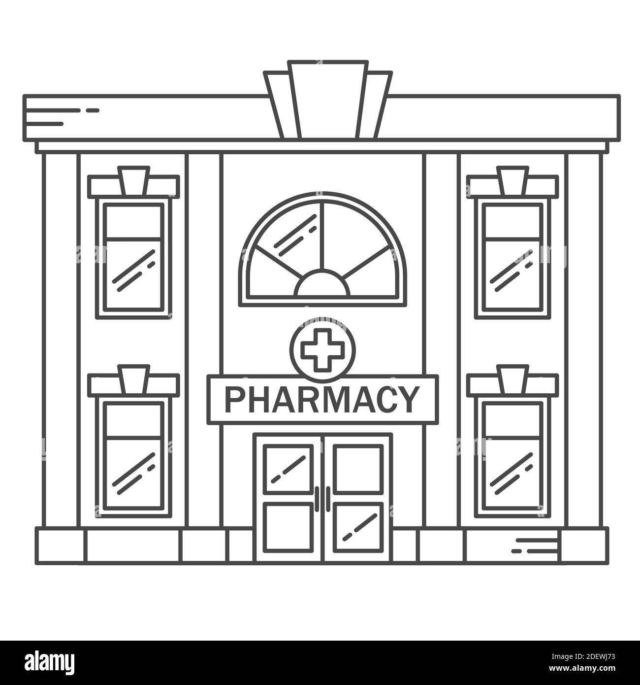 Pharmacy building line medicine concept. The architectural form can be ...