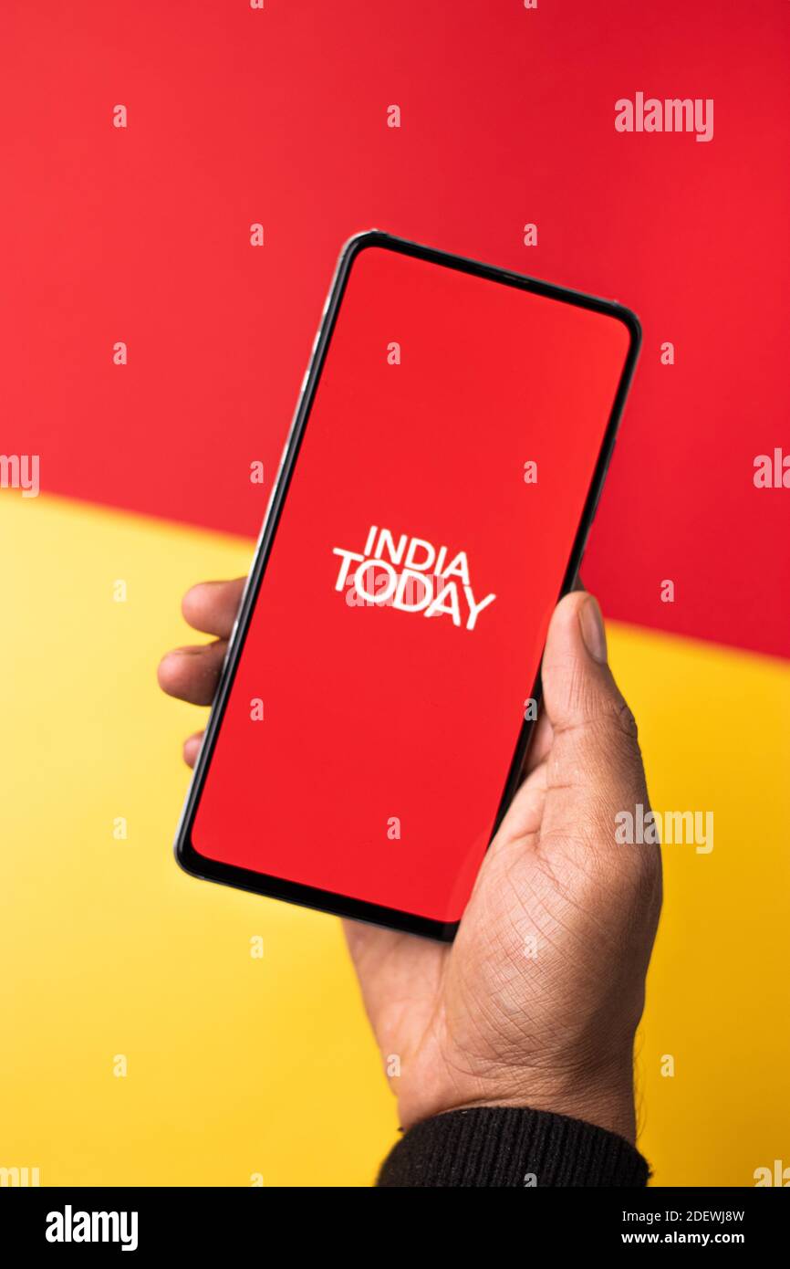 Assam, india - November 29, 2020 : India today logo on phone screen ...