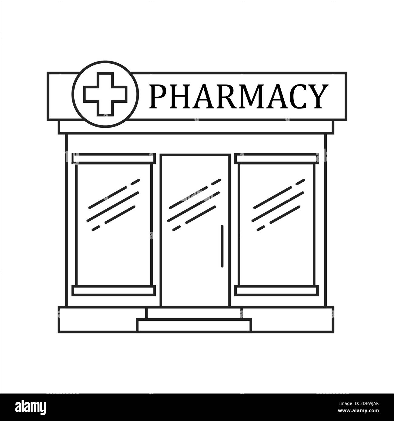 Pharmacy building line medicine concept. Architectural form can be used ...