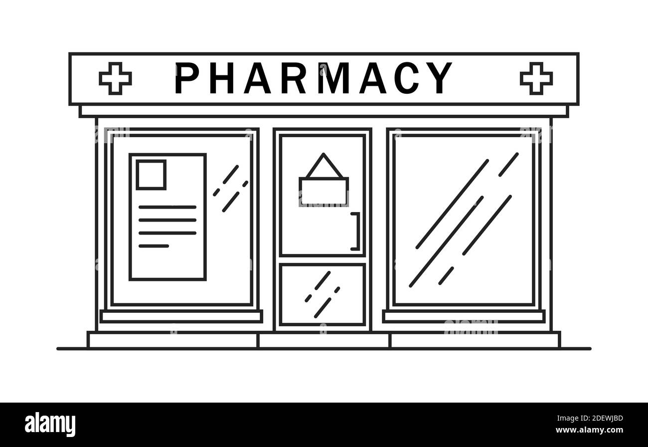 Pharmacy building line medicine concept. The architectural form can be ...