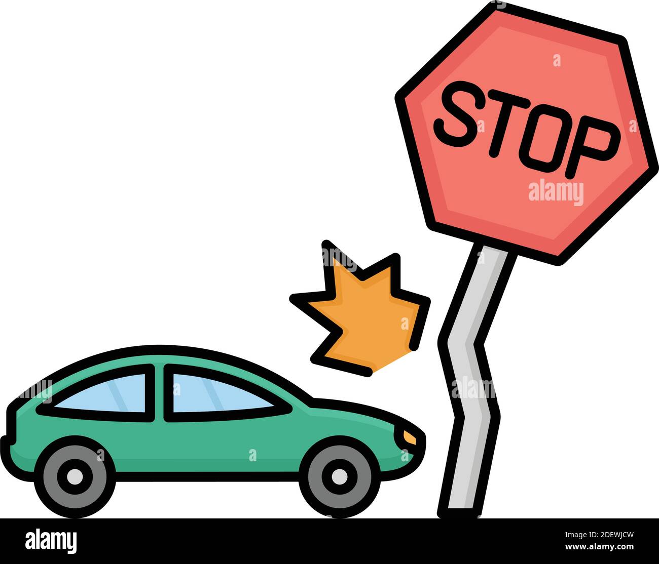 Stop sign with car accident Isolated Vector icon that can be easily ...