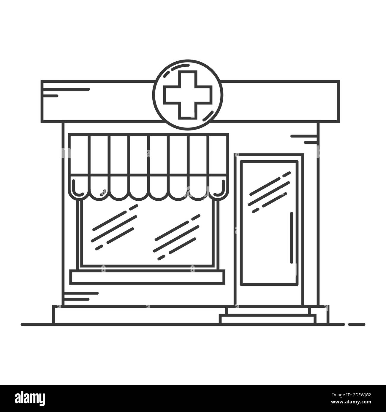 Pharmacy building line medicine concept. Architectural form can be used ...
