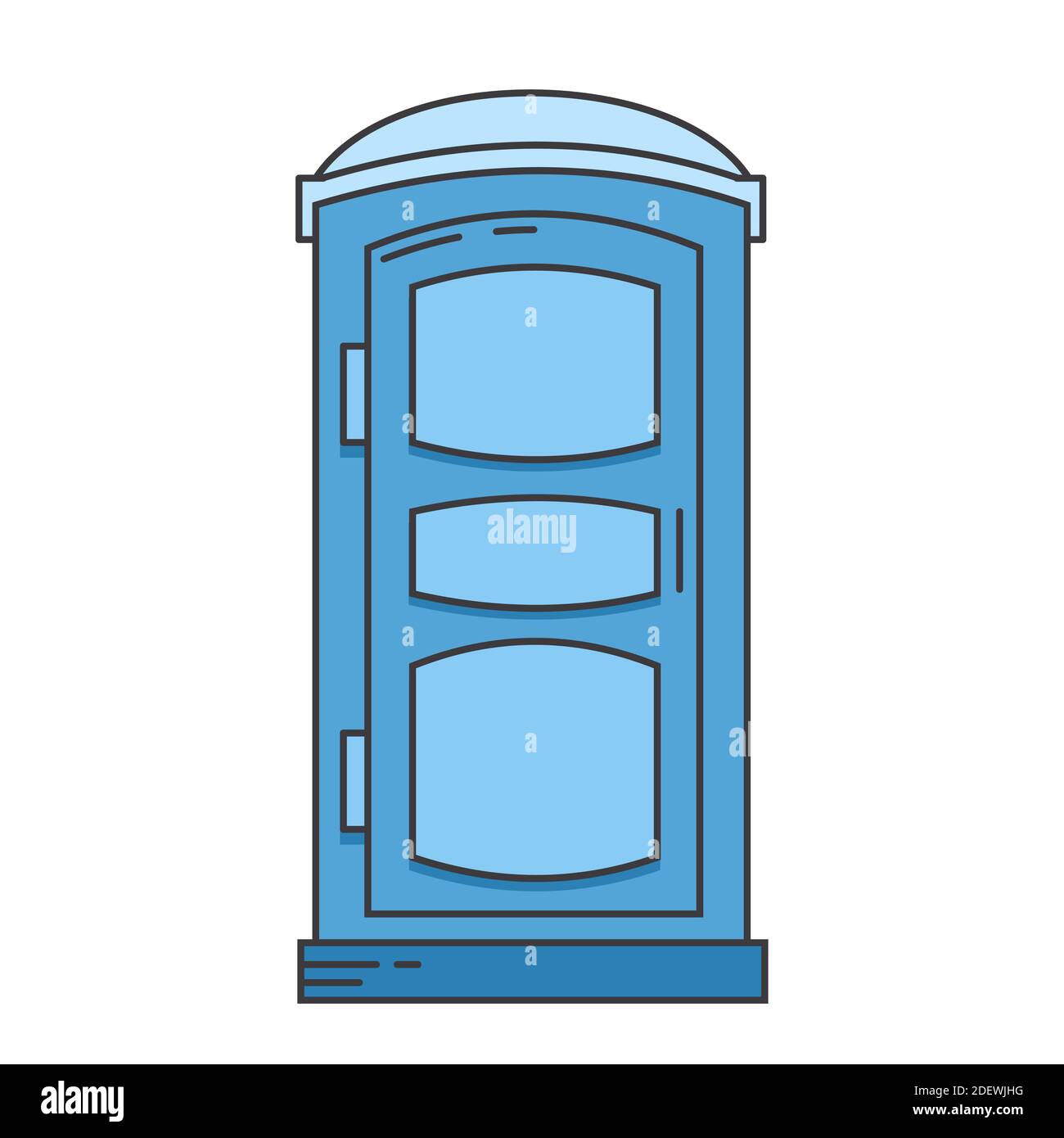 Mobile portable bio toilet icon. Front view. Blue plastic closet WC ...