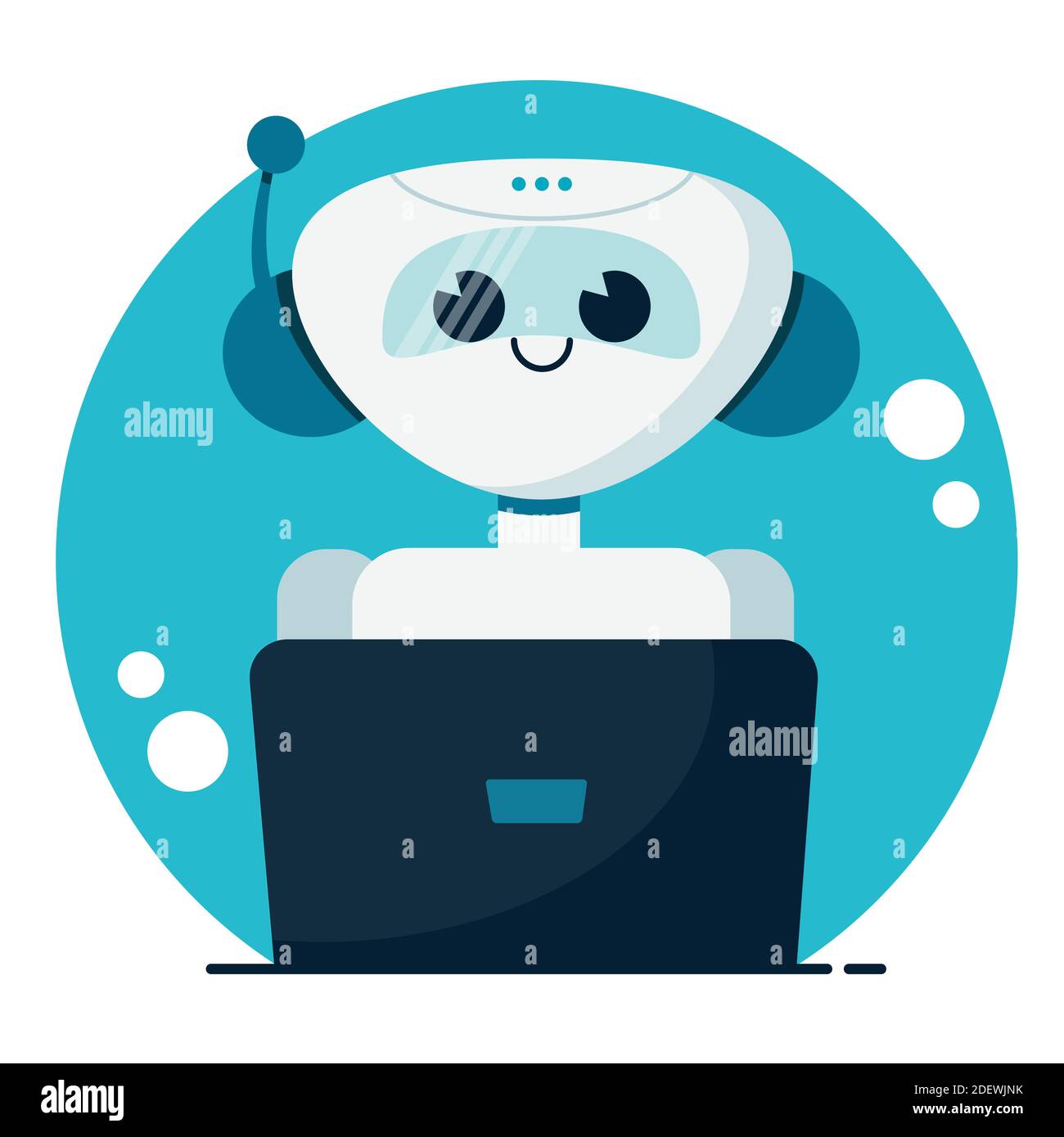 Smiling cute robot chat bot. Support service concept. Vector cartoon flat illustration Stock ...