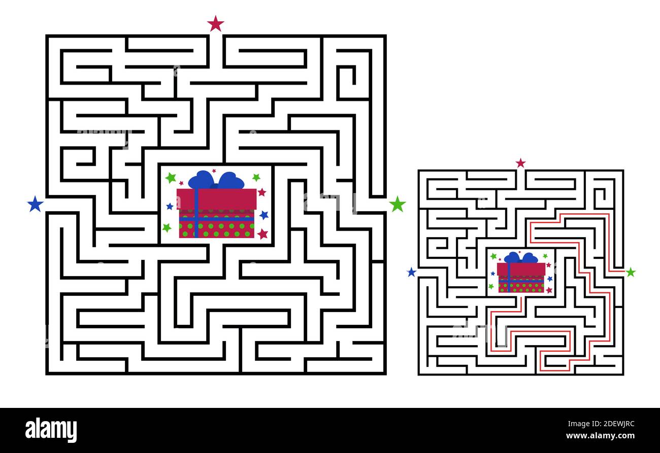 Square maze labyrinth game for kids. Labyrinth logic conundrum. Three ...