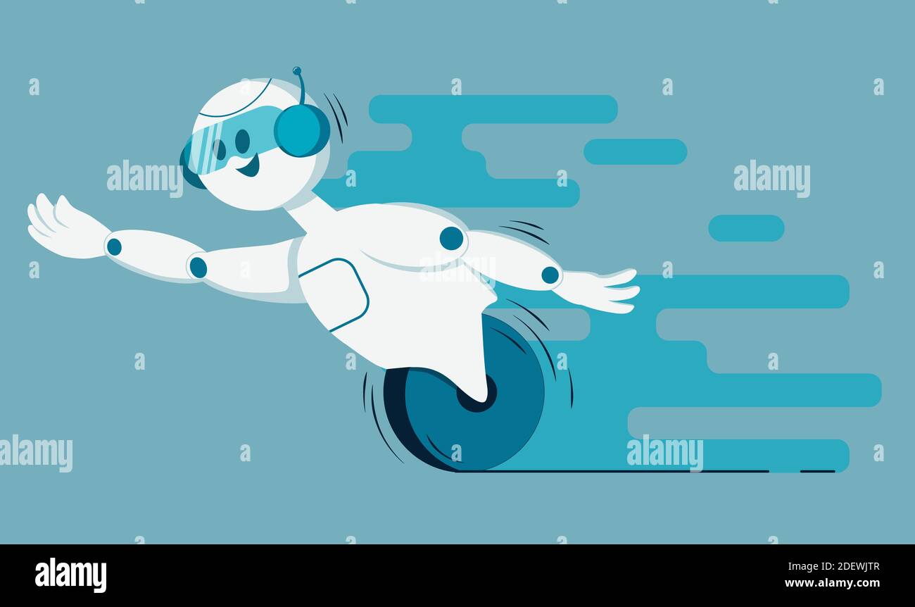 Smiling chat bot character robot helping solve a problems. For website or mobile application ...