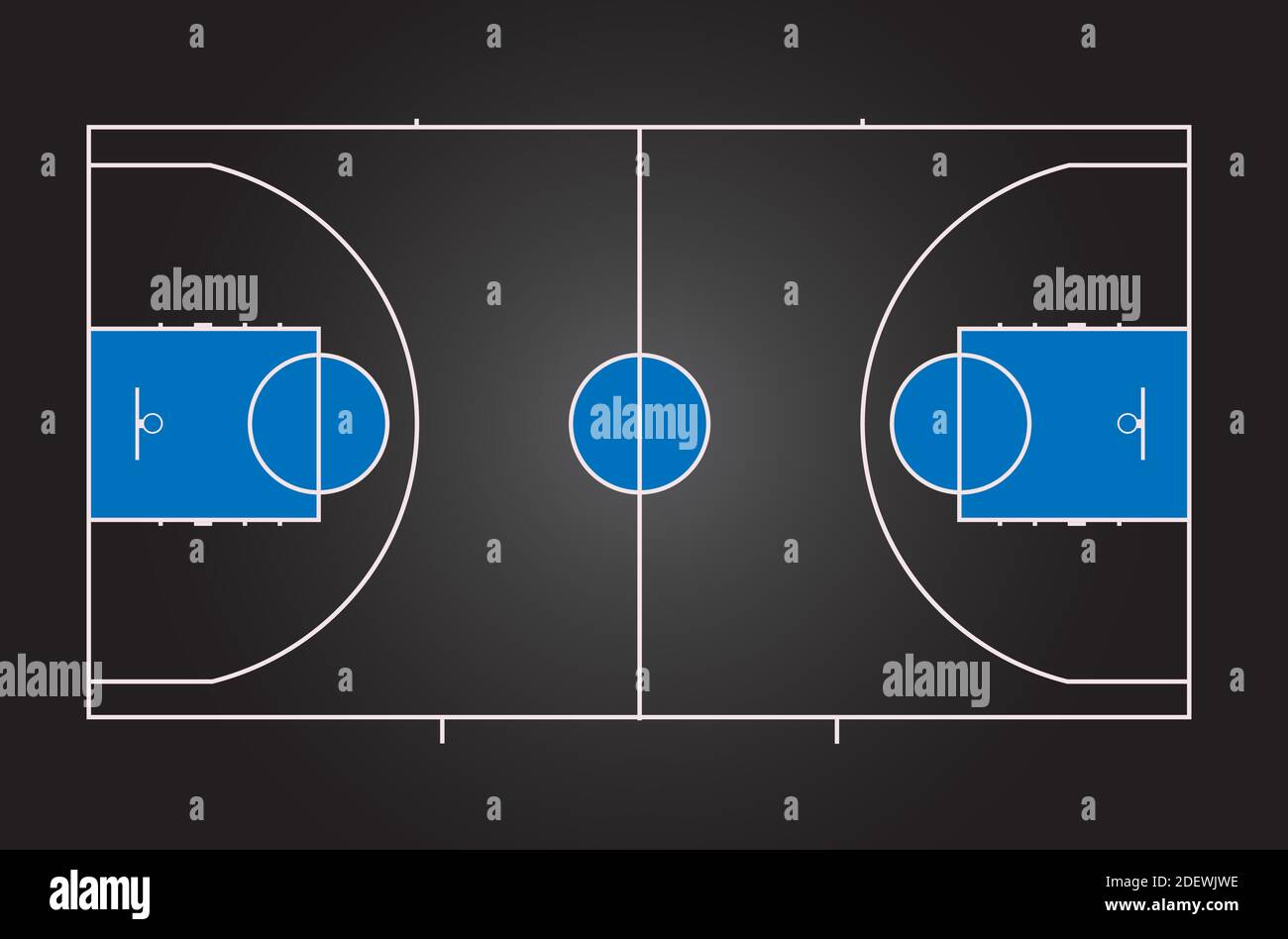 Basketball court. Black background with blue details. Multicolor vector ...