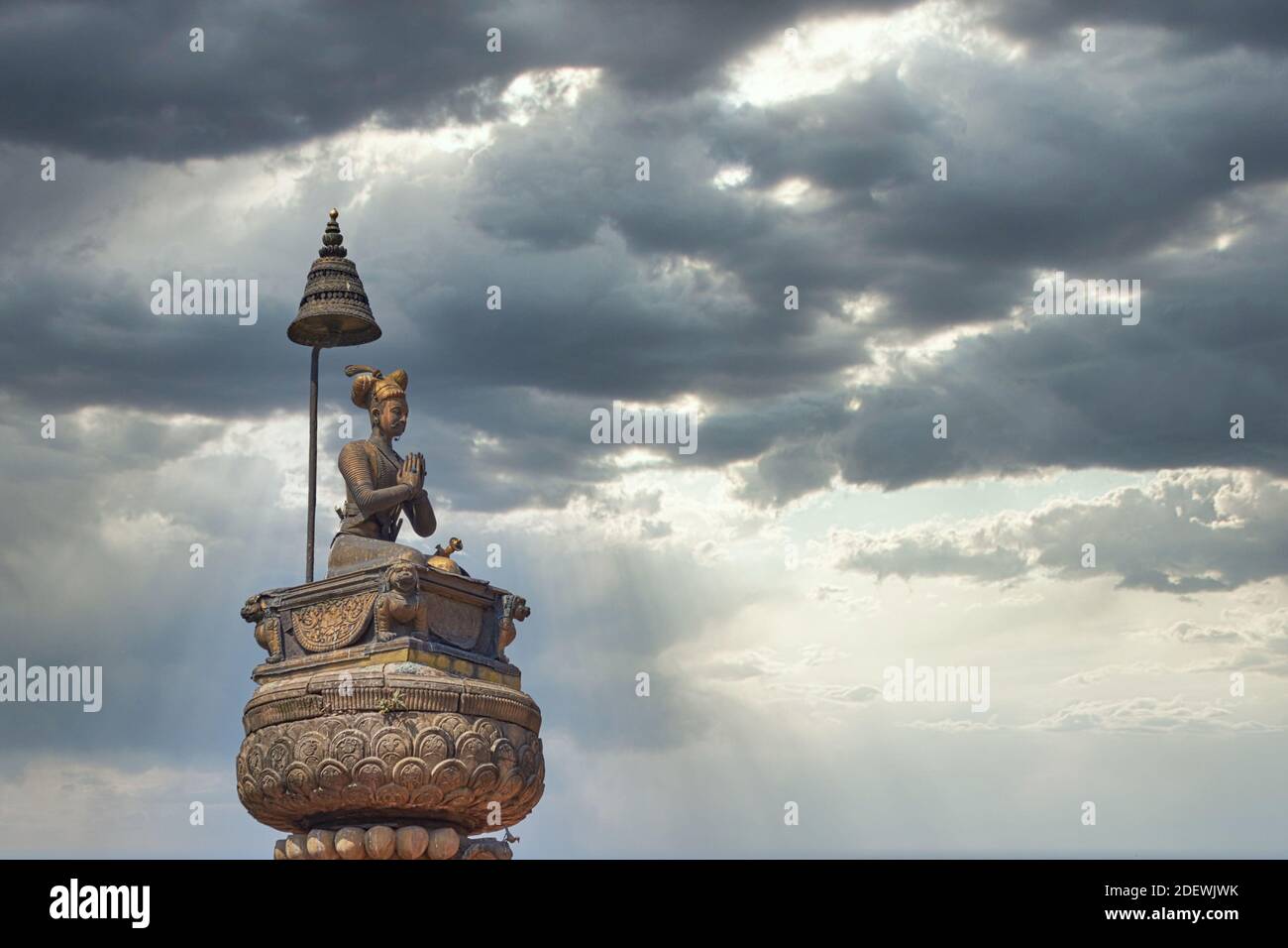 The statue of a praying King Bhupatindra Malla in front of the Royal ...