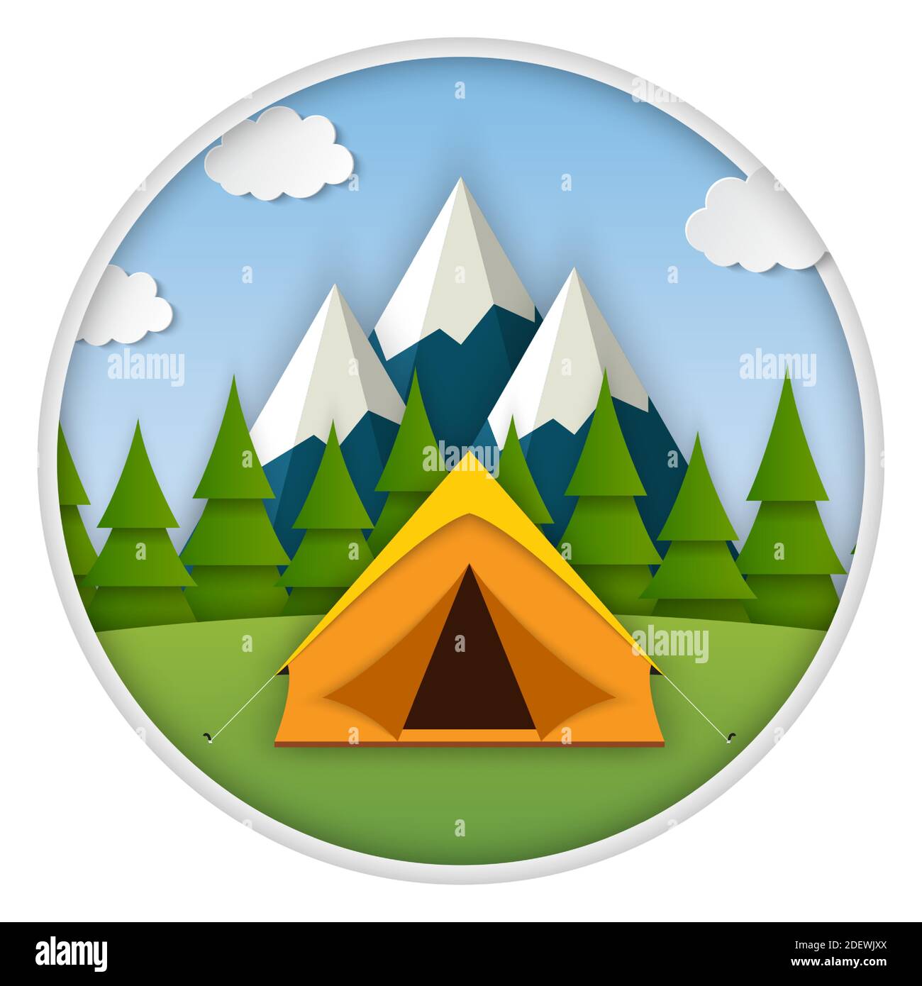 Summer Camp Landscape With Yellow Tent Stock Vector Image And Art Alamy