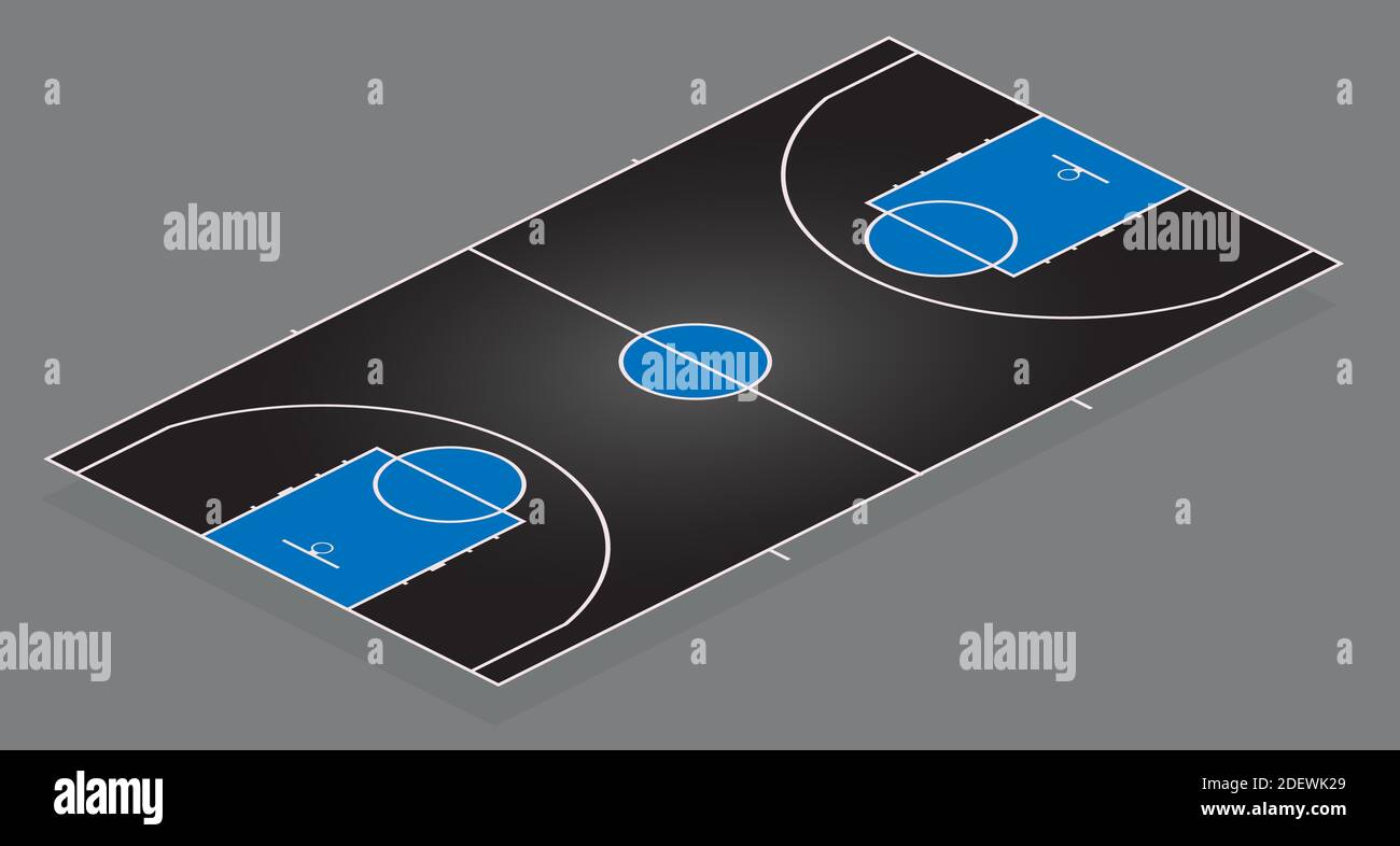 Basketball court. Black background with blue details. Multicolor ...