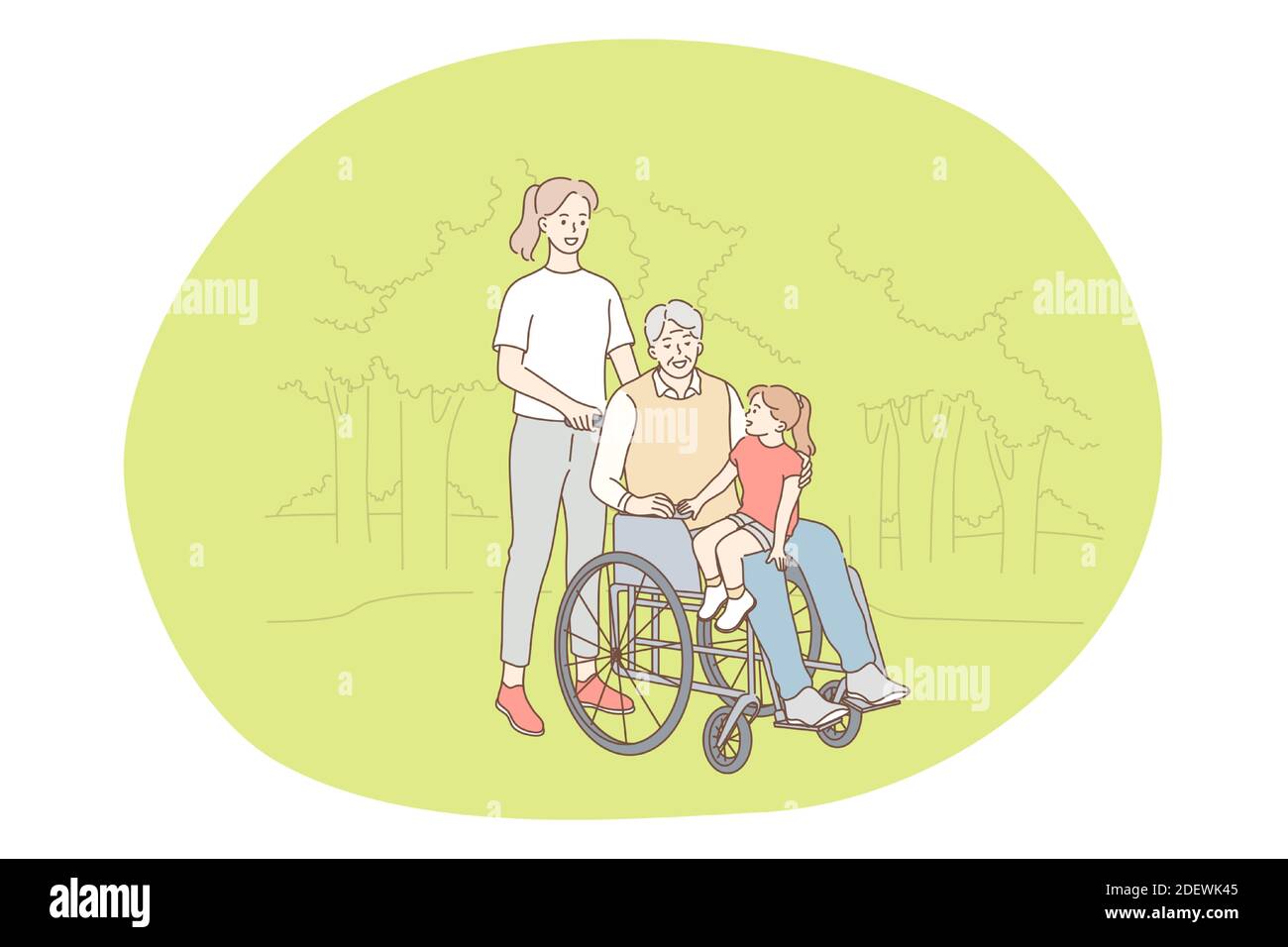 Disabled people on wheelchair living happy active lifestyle concept ...