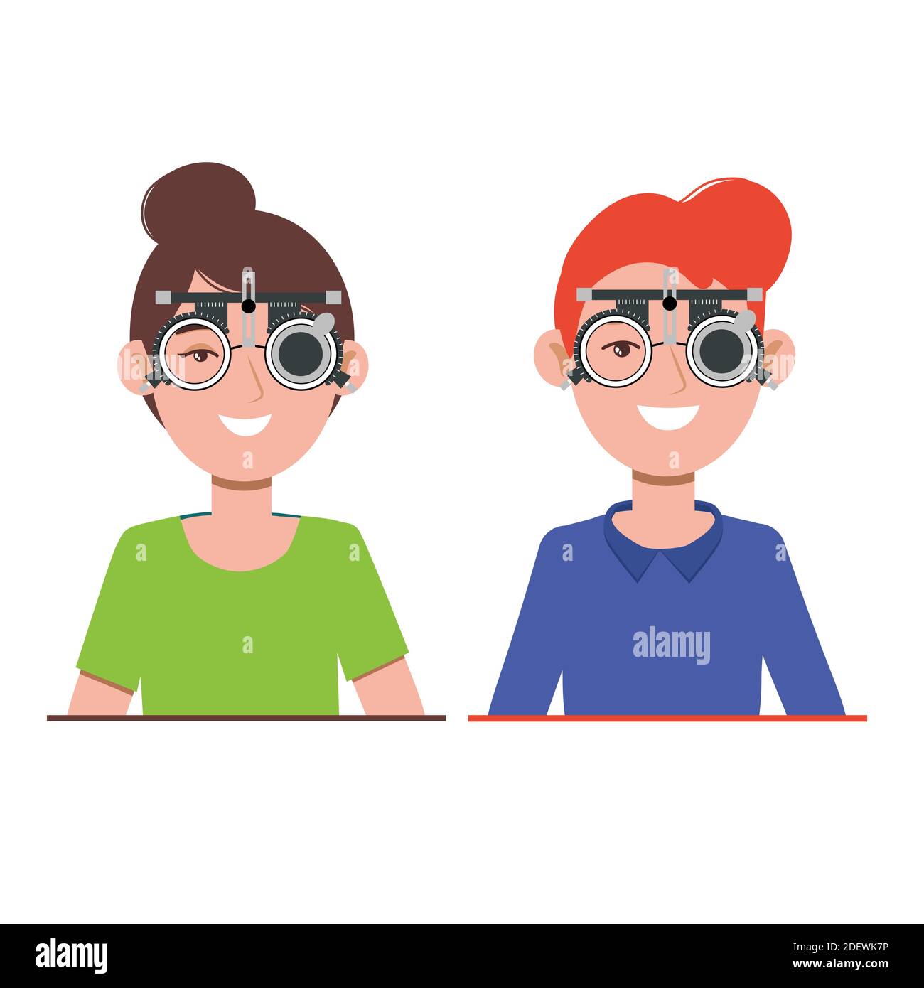 People vision checkup in ophthalmological clinic. Optometrist checking ...