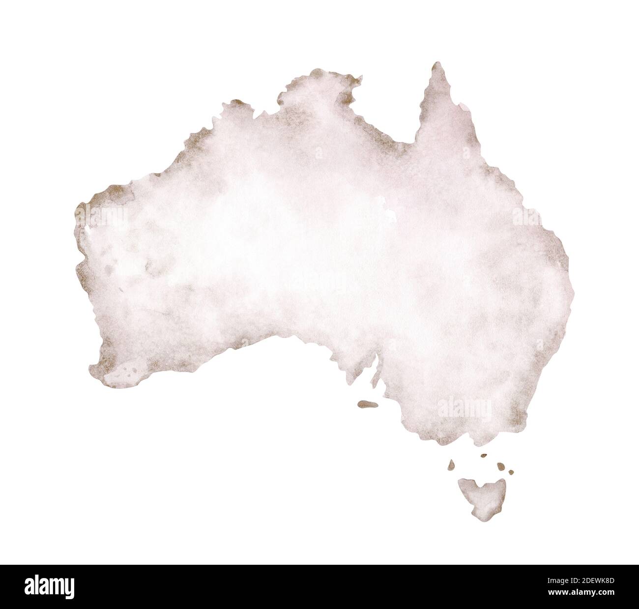 hand drawn watercolor map of Australia isolated on white Stock Photo ...