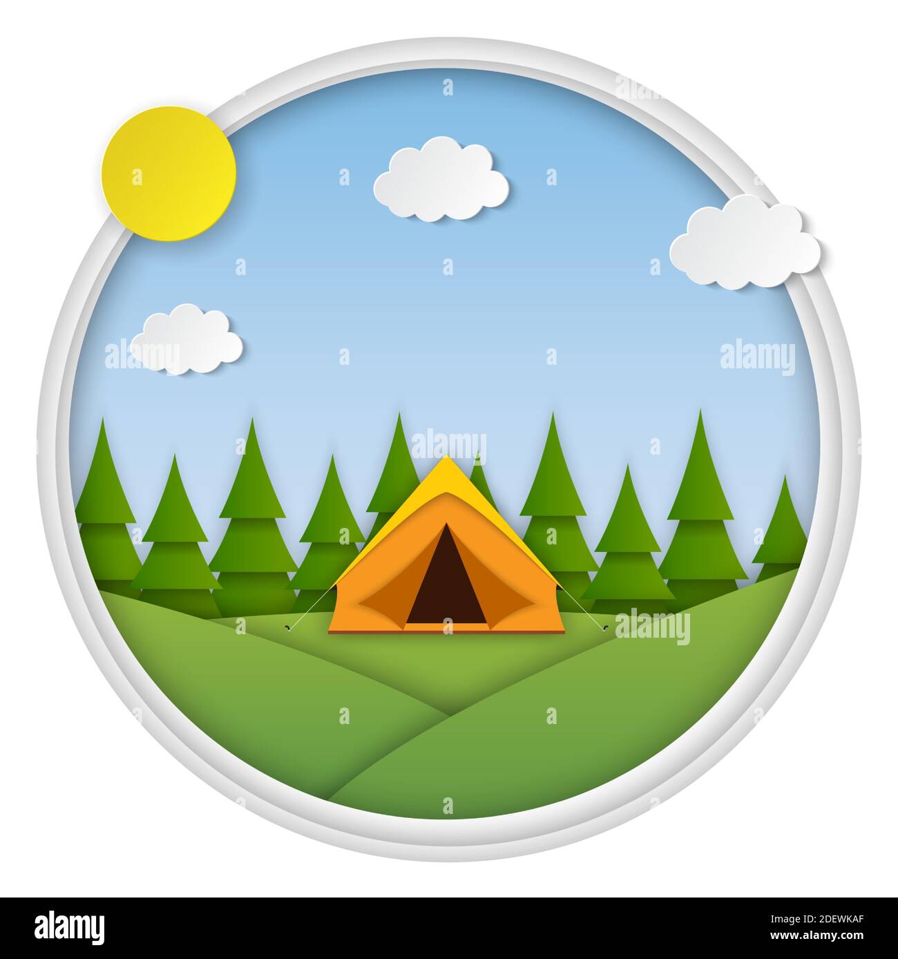 Summer Camp Landscape With Yellow Tent Stock Vector Image And Art Alamy