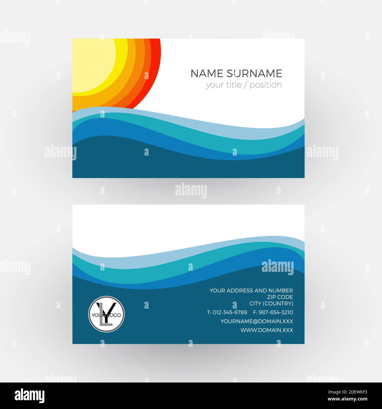 Vector Abstract summer, sea an sun. Business card Stock Vector Image ...