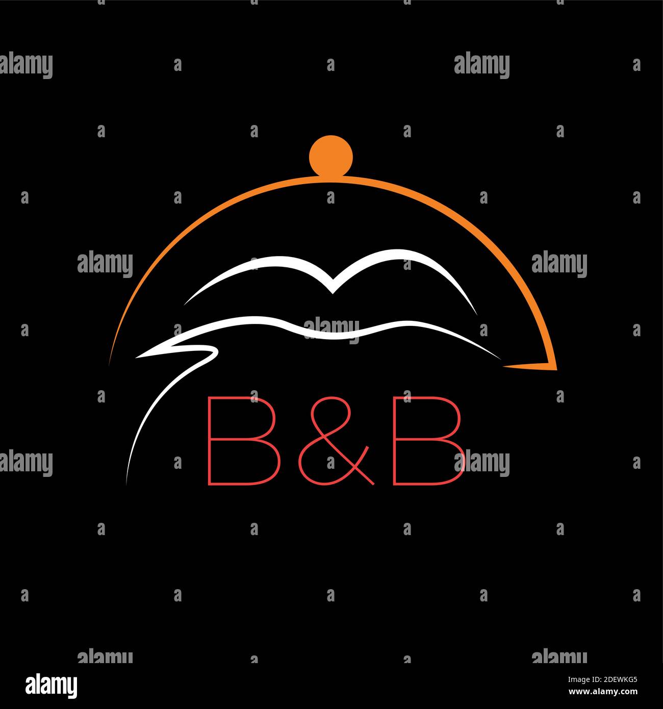 Vector sign stylized bed and cloche. Bed and Breakfast concept Stock ...