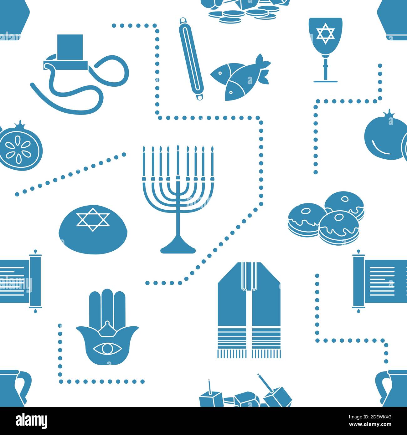 Vector Seamless pattern Illustration Jewish holiday Traditional symbols ...