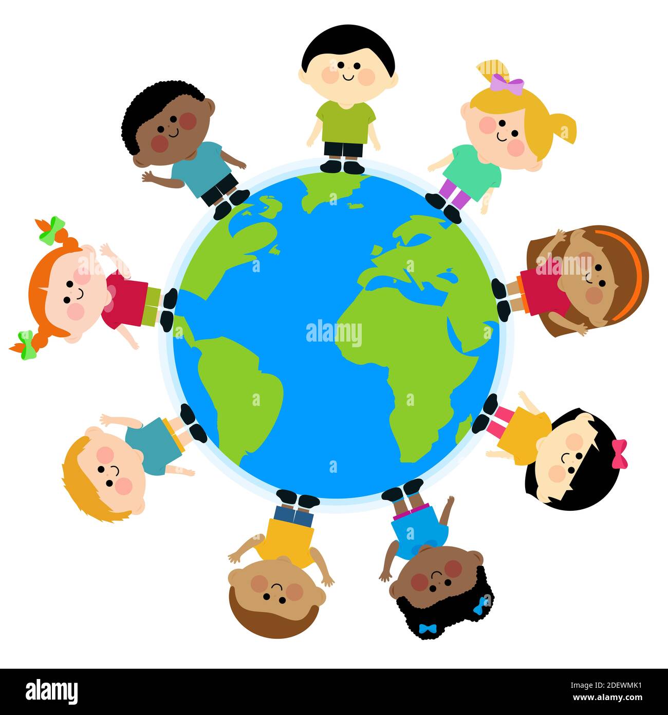 Cartoon illustration happy multicultural children hi-res stock ...