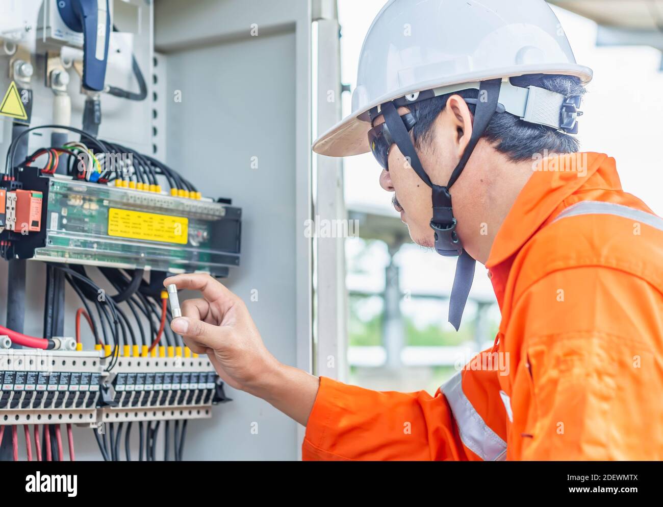 Engineer checking for abnormal solar power system operation And found ...