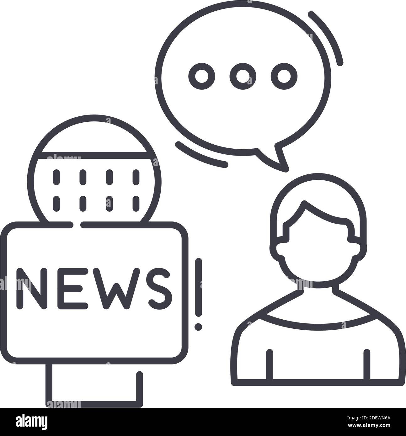 Media interview icon, linear isolated illustration, thin line vector ...