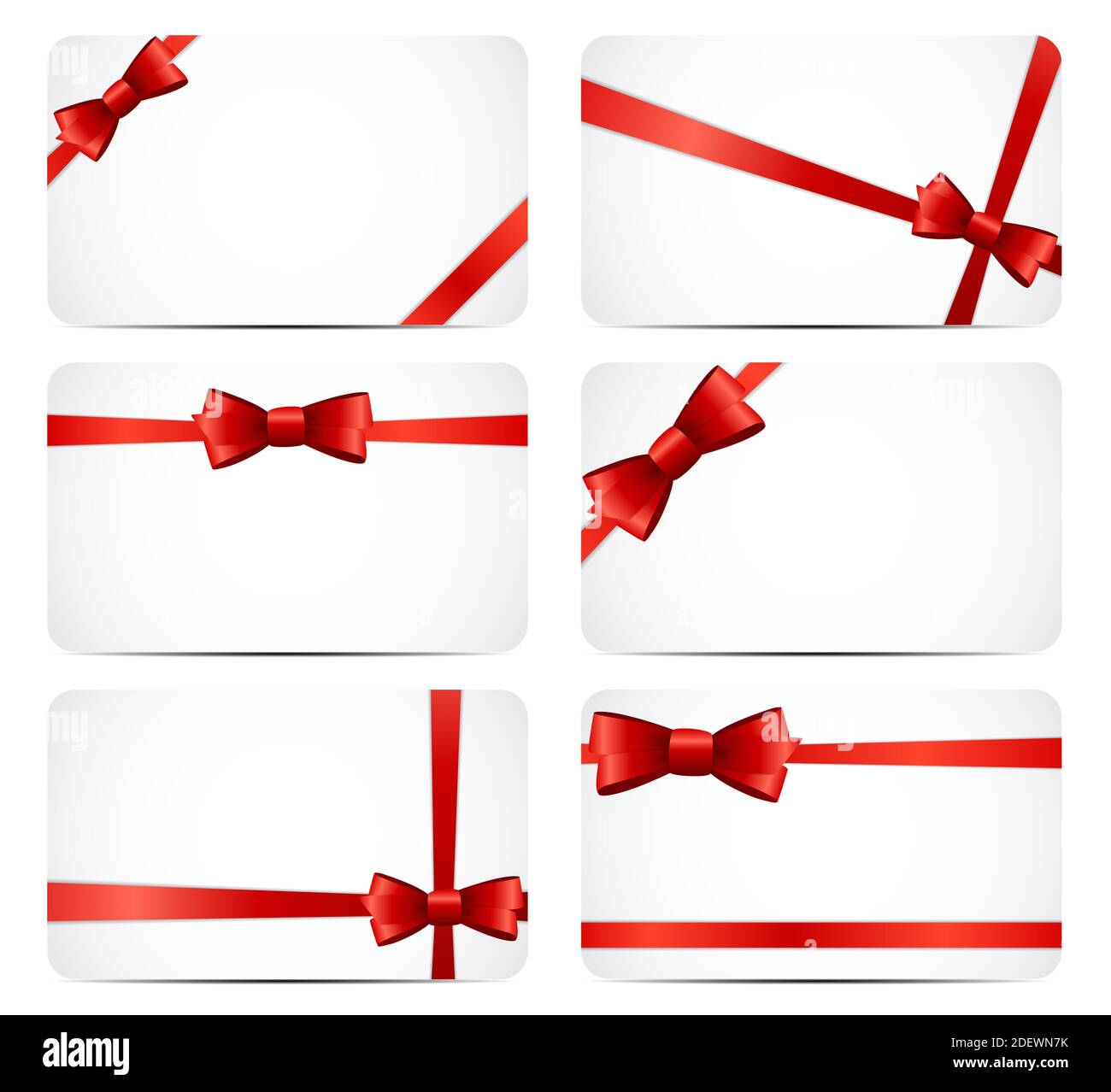 Gift Card Set with Red Ribbon and Bow. illustration Stock Photo - Alamy