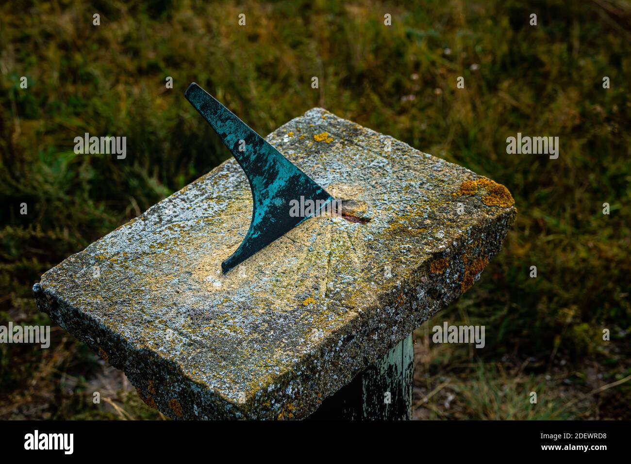 Ancient sun dial for telling the time using the sun. Made from stone ...