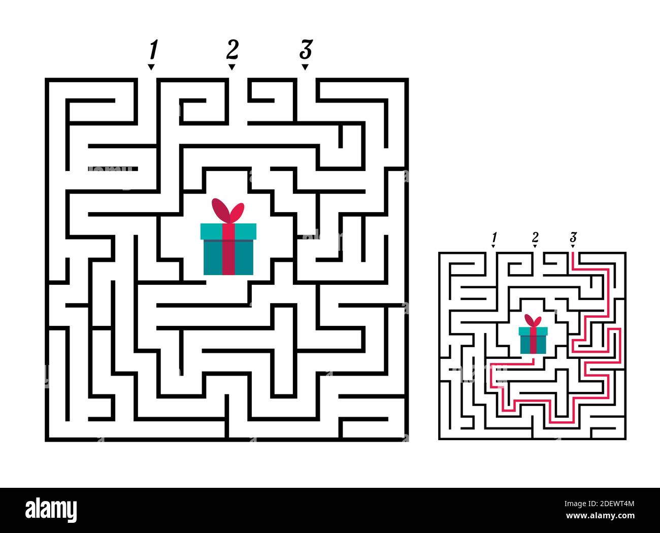 Square maze labyrinth game for kids. Labyrinth logic conundrum. Three ... Square maze labyrinth game for kids. Labyrinth logic conundrum. Three ...