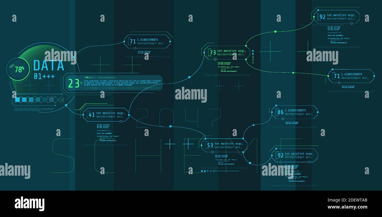 Composition Of Computer Hud Interface With Coding Architecture Stock Vector Image And Art Alamy