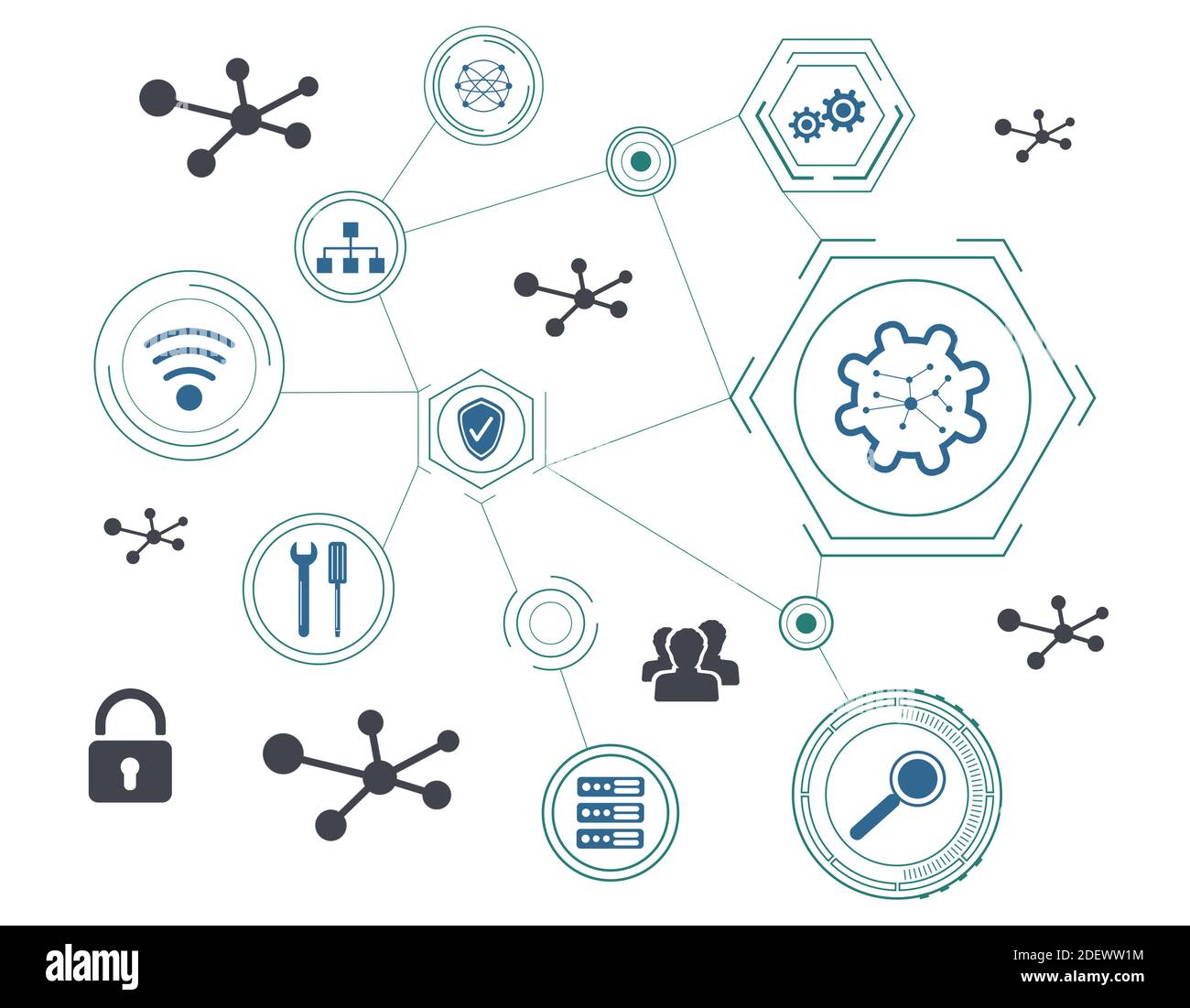 Concept of network management with connected icons Stock Photo - Alamy