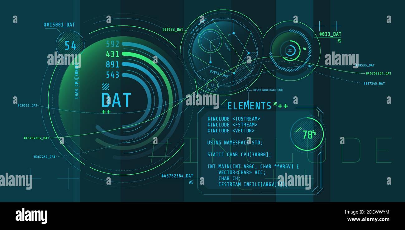 Composition of computer HUD interface with Coding Stock Vector Image ...