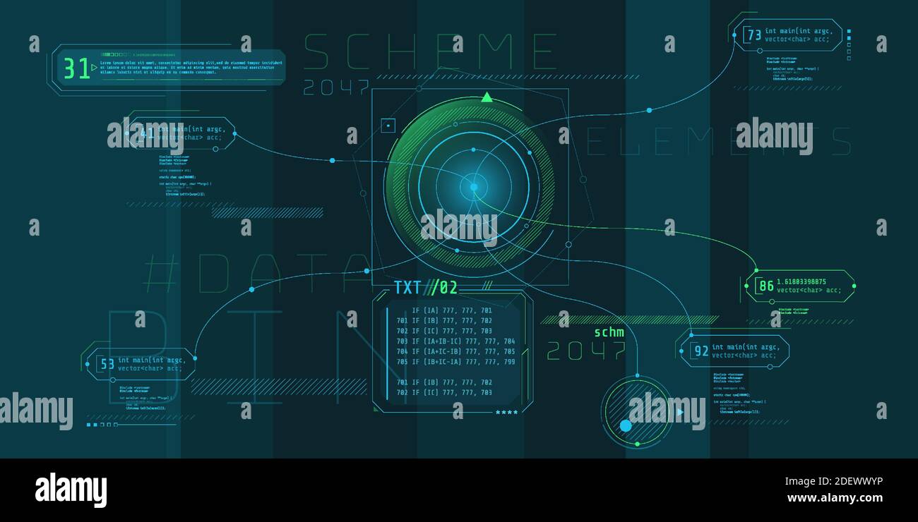 Composition Of Computer Hud Interface With Code Architecture Stock Vector Image And Art Alamy