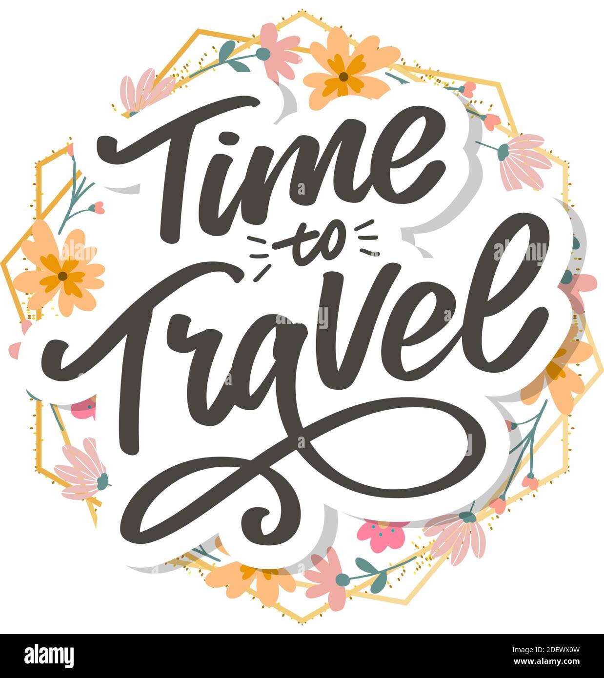 Calligraphic Writing It's Travel Time . vector illustration Stock ...