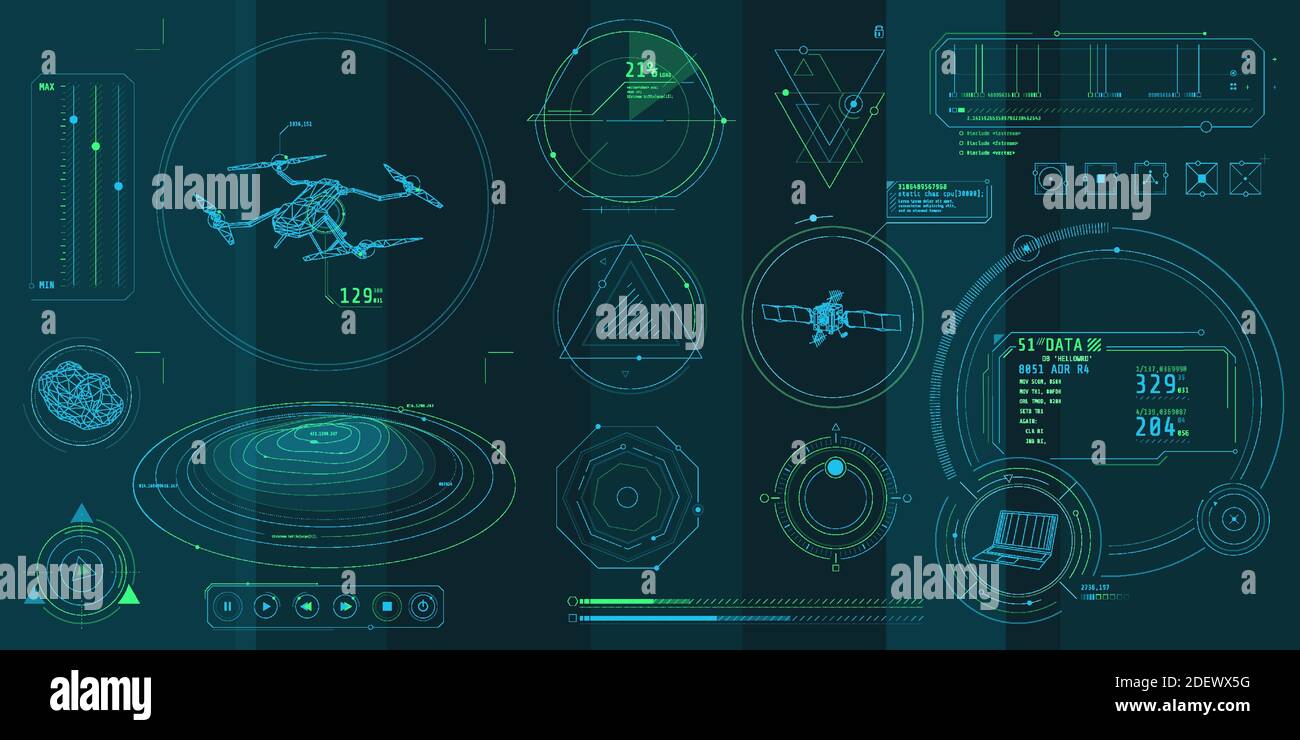 A set of thin elements on the topic of Drone Control Stock Vector Image ...